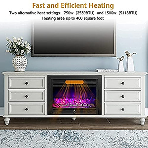 Giantex Wall Fireplace Electric with Remote Control, 28.5" Electric Fireplace Insert Recessed Mounted with 3 Color Adjustable Flames, 2 Modes Heat, 8 H Timer, 5 Brightness Settings, 750/1500W Heater