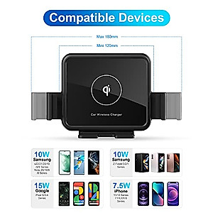 3 Coils Wireless Car Charger Mount for Galaxy Z Fold 4 Car Mount Fold 3 Car Accessories, Fast Charging Phone Mount for Car for Galaxy Z Fold 4/3/2/S22 Ultra,iPhone 14 Pro Max,Google Pixel 6 Pro