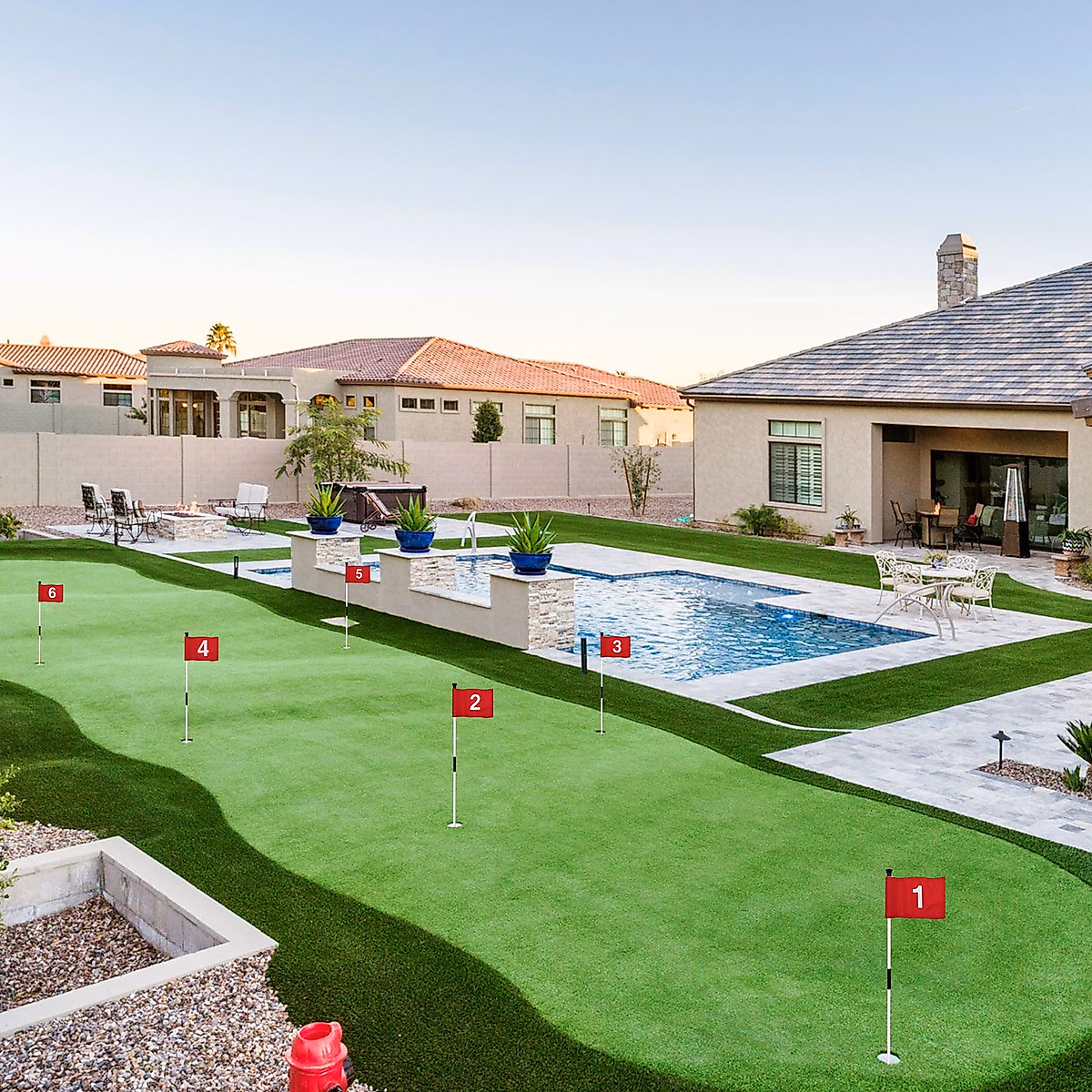 KINGTOP Miniature Golf Flagstick, Practice Putting Green Flags for Yard, Golf Pin Flag Hole Cup Set, Portable 2-Section Design, 3ft White Flagpole, Indoor | Outdoor, Red Flag Numbered #5, 1-Pack