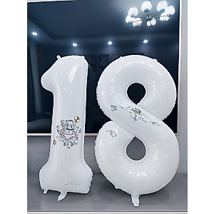 New 40 Inch Giant White Numbers 1 Balloons Huge Birthday Party Supplies Foil Helium Digital Balloon 0 to 9