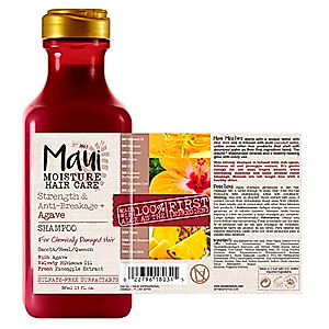 Maui Moisture Strength & Anti-Breakage + Moisturizing Agave Shampoo for Color Treated or Chemically Damaged Hair, Vegan, Silicone- & Paraben-Free with Sulfate-Free Surfactants, 13 fl oz
