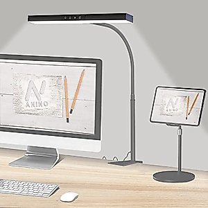 ANINO LED Desk Lamp with Clamp Monitor Light Flexible Gooseneck 3 Color Modes Stepless Dimmable,Clip On Light for Home Office Studio Reading Workbench,Architect Drafting Table Lamp,Easel Light 10W