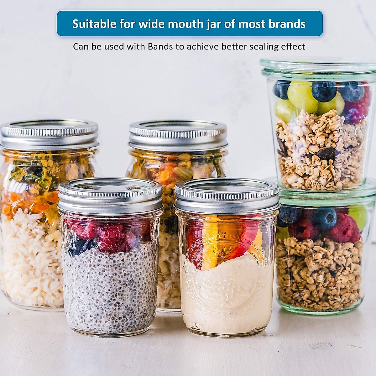 42 Pieces Regular Mouth Canning Rings, Canning Bands for Mason Jar Small Mouth, Rustproof Tinplate Metal Bands/Rings for Mason Jar, Canning Jars Rings (Silver 70mm)