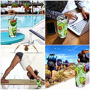 Kigai Stainless Steel Water Bottles Tumbler with Lids & Straws Vacuum Insulated Leak Proof Travel coffee Mug BPA FREE Smoothie Cup 12 OZ, Avocado Animals56954