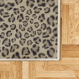 Lunarable Animal Print Decorative Rug, Leopard Skin Wildlife Safari Design Creative Contemporary Art, Quality Carpet for Bedroom Dorm and Living Room, 4' X 5' 5", Dark Eggshell