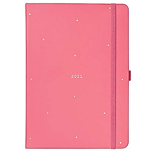 Busy B Perfect Planner A5 Week to View Diary January to December 2021 - Pink Faux Leather Week to View Planner with Stickers & Tear-Out Lists