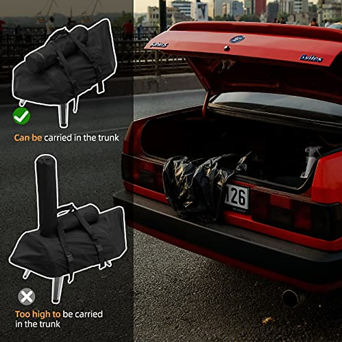 NOELIFE Carry Cover for Ooni Karu 12 with Chimney Bag, Waterproof Pizza Oven Cover for Ooni 12 Multi-Fuel Outdoor Wood Fired and Gas Pizza Oven Accessories (Cover Only)