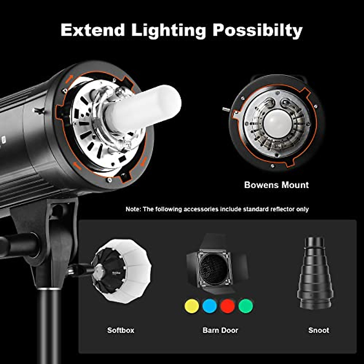 Godox SK400II 400Ws GN65 5600K Studio Strobe Flash Monolight Light for Studio Shooting,with Built-in Godox 2.4G Wireless X System,150W Modeling Lamp(Bowens Mount)