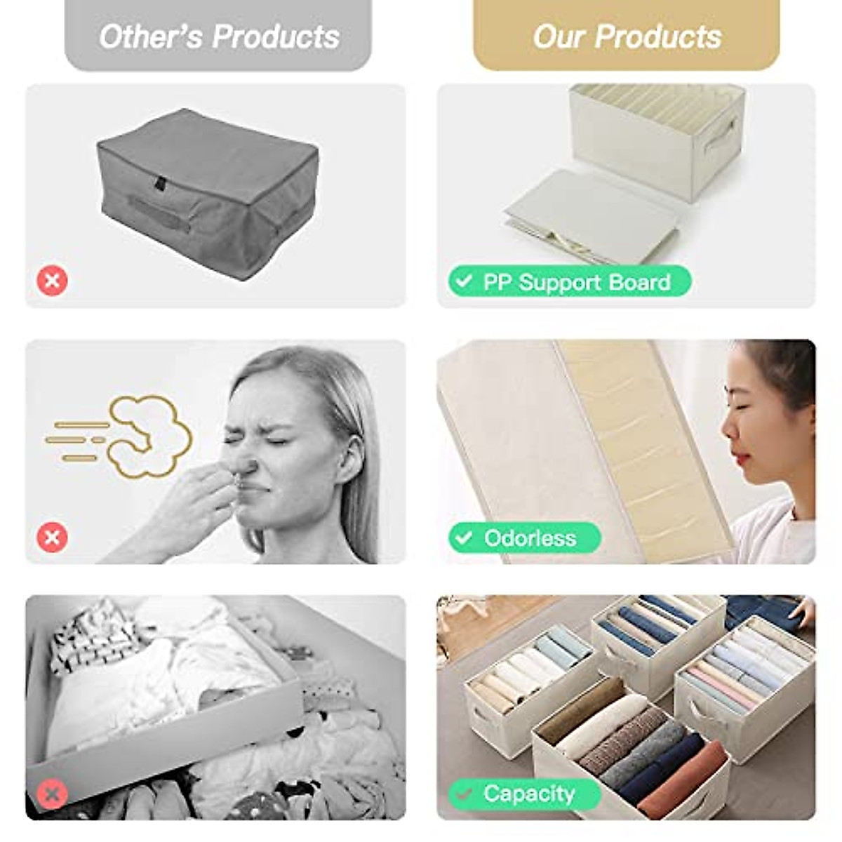 2 PCS Wardrobe Clothes Organizer, Clothes Organizer for Folded Clothes Drawer Organizers for Clothing Mesh Closet Storage with PP Board, (9+7) Grids Washable Clothing Storage for Jeans T-shirt Legging