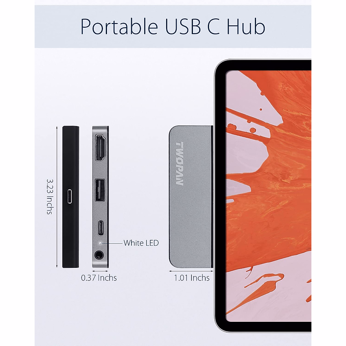 TWOPAN 4-in-1 iPad Pro USB C Hub HDMI, 4 Port USB 3.0 Hub Splitter with USB C PD 3.0 Charging, 4K HDMI, 3.5mm Audio Jack, for iMac 24 inch 2021, iPad Pro 12.9, MacBook Pro 14"/16" M2 Pro/Max