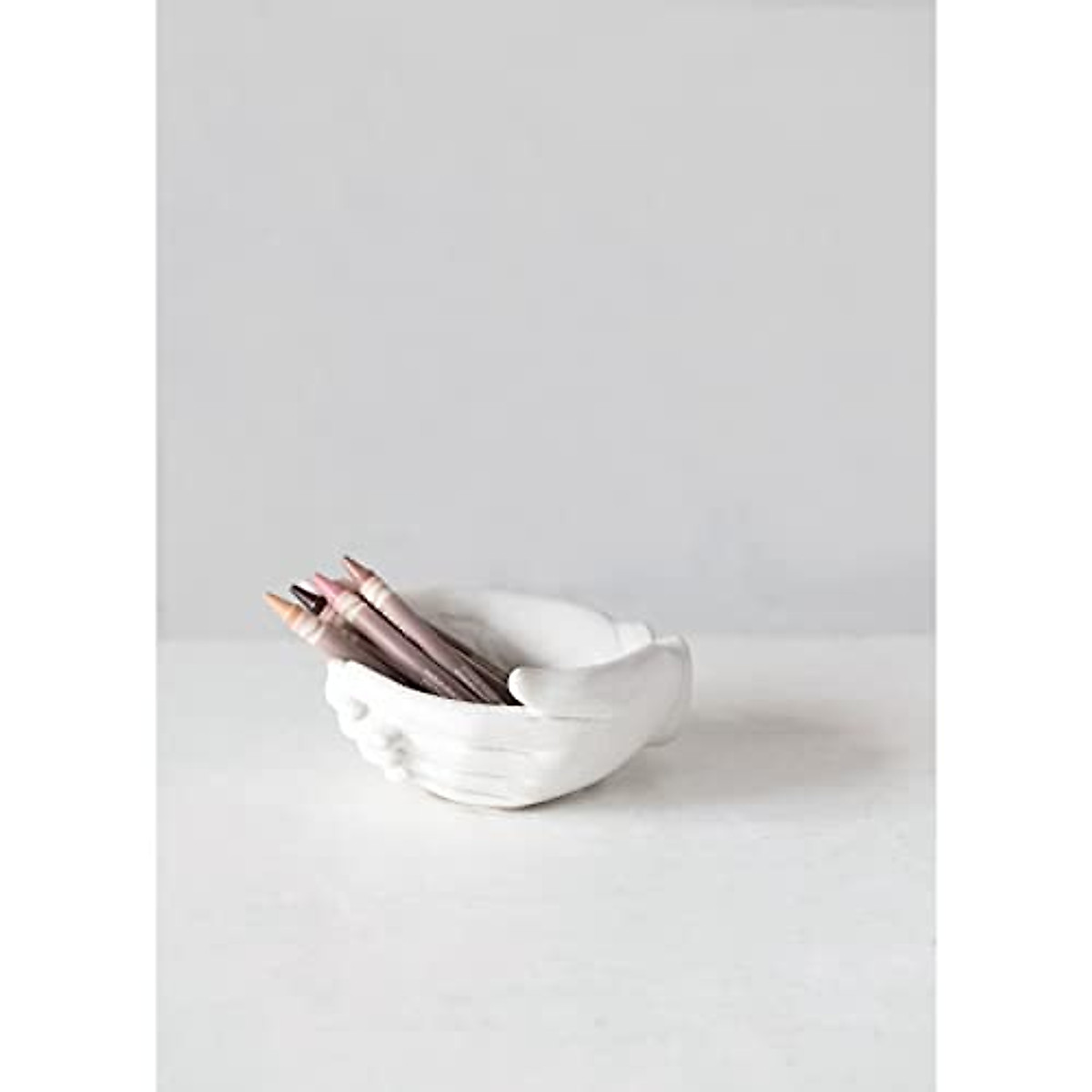 Creative Co-Op Stoneware Hands, Reactive Glaze Bowl, 5" L x 5" W x 2" H, White