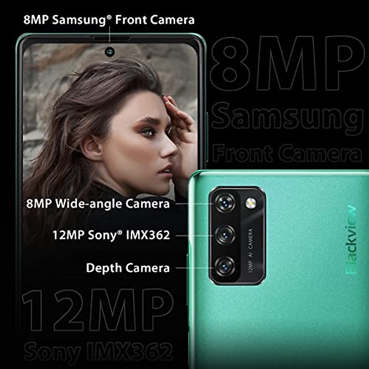 Blackview Unlocked Cell Phone, A100 Android Phone 6.67" FHD+ Punch Hole Screen, 4G Global Bands Dual Sim Unlocked Phones 6GB+128GB ROM/TF 512GB, Octa Core Processor Smartphone 12+8MP, 2.4/5G-WiFi NFC