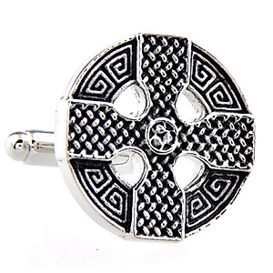 MRCUFF Celtic Cross Irish Ireland Cufflinks Pair in a Presentation Gift Box & Polishing Cloth