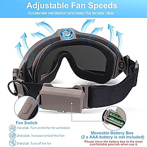 XImybst Airsoft Goggles Anti Fog, Tactical Goggles with Fan and Interchangeable Lens, Military Shooting Safety Goggles & Glasses for Cycling Paintball Hunting Motorcycle (DE)