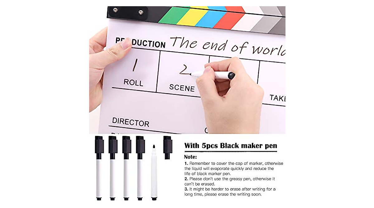 Glarks 8-Piece Colorful Film Clapboard Set for Filmmakers & Creators