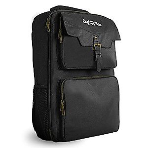 Chef Knife Bag | Traveller Chef Backpack | Water-Resistant Material | 21+ Pockets for Knives & Kitchen Utensils | Dedicated Pocket for Laptop & Notebook | Culinary Gifts for Chefs & Students (Black)