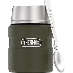 THERMOS Stainless King Vacuum-Insulated Food Jar with Spoon, 16 Ounce, Army Green & Stainless King Vacuum-Insulated Food Jar, 24 Ounce, Midnight Blue