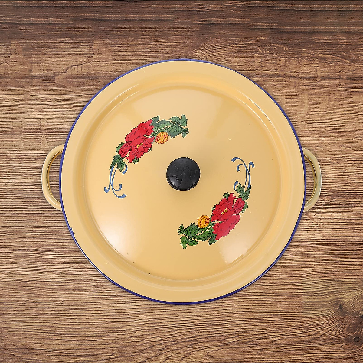 YARDWE Oven Stainless Steel Mixing Bowl Enamel Bowls Vintage Metal Bowls: Salad Bowl with Lid Washing Basin Ramen Bowls Soup Bowls Serving Bowl for Soup Noodle Pho Udon Stainless Steel Mixing Bowl