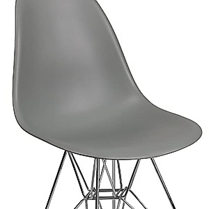 Flash Furniture Elon Series Moss Gray Plastic Chair with Chrome Base