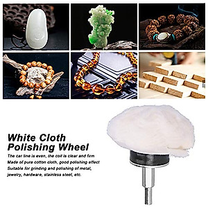 White Cloth Polishing Wheel, Mushroom Type Polishing Buffing Wheel with Handle Cotton Polished Grinding Tools for Drill Buffer Attachment(75mm)