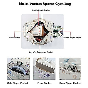 Small Gym Bag for Women, Cute Sports Travel Duffel Bags with Shoe Compartment & Wet Pocket, Carry On Weekender Overnight Bag Gym Tote Bag for Weekend Getway Workout Yoga (Pink)