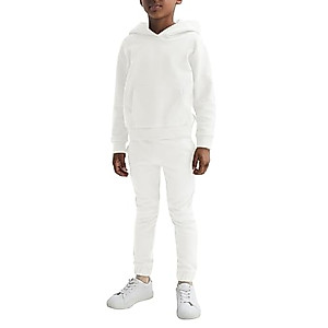 Haloumoning Boys 2 Piece Outfits Sweatsuits Long Sleeve Pullover Hoodie and Sweatpants Tracksuit Set 5-14 Years