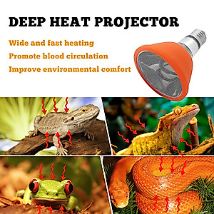 TEKIZOO Deep Heat Lamp Infrared Heater Light for Reptile and Amphibian Pet (100 W)