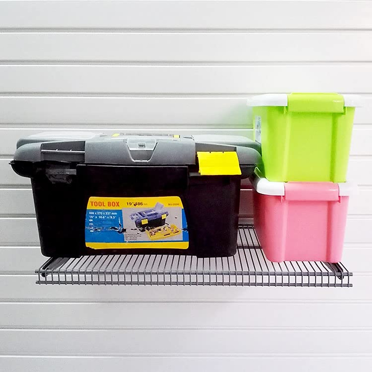 Baoz 2pcs Wall Shelf Kit Garage Storage Rack Heavy Duty Metal Carbon Steel Floating Shelf Mounted Ventilated Shelves for Slatwall(12x24in)