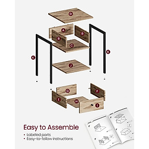 VASAGLE Nightstand, Bedside Table with Drawer, Side Table, End Table, for Bedroom, Office, Industrial, Camel Brown and Black ULET055B50