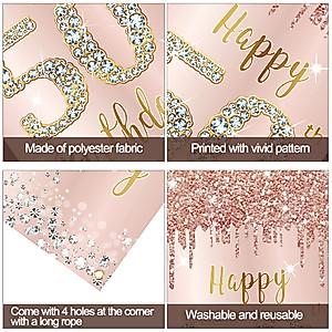 Happy 50th Birthday Door Banner Decorations for Women, Pink Rose Gold 50 Birthday Party Door Cover Sign Backdrop Supplies, Fifty Year Old Birthday Poster Background Photo Booth Props Decor
