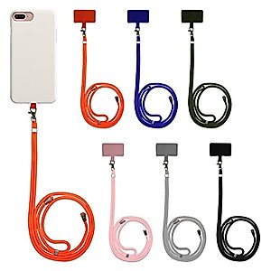 Yitexin 6 Pcs Universal Phone Lanyards with Tether Tabs, Adjustable Crossbody Cell Phone Straps Patch, Nylon Smartphone Lanyard String for Around the Neck Compatible with Most Phones