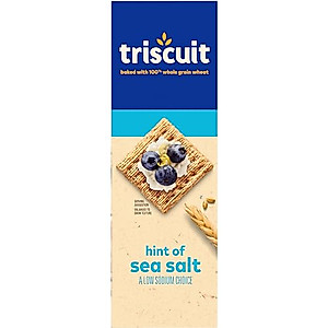 Triscuit Hint of Sea Salt Whole Grain Wheat Crackers, Vegan Crackers, 6 - 8.5 oz Boxes