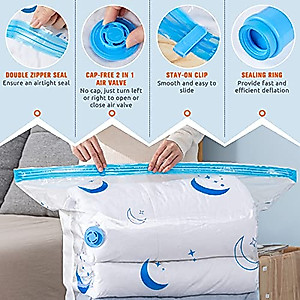 Cube Vacuum Storage Bags, 8 Pack(4 Jumbo+ 4 Large) Space Saver Bags with Hand Pump, Vacuum Compression Sealer Storage Bags for Clothes, Mattress, Blanket, Duvets, Pillows, Comforters,Travel, Moving