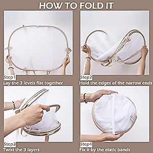 Sweater Flat Mesh Stackable Laundry Drying Rack, Lay Flat Dryer for Delicates, Portable Dry Rack for Indoor and Outdoor, 3 Tier Foldable, Beige