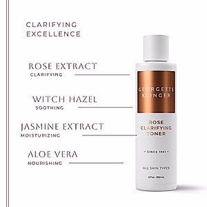 Rose Clarifying Toner - Deep Cleansing Facial Toner, pH Balancing, Moisturizing Formula with Witch Hazel and Aloe for Deep Pore Cleansing, Hydration, and Skin Repair - 6.7 oz by Georgette Klinger