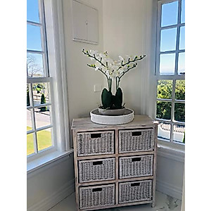 SIMPLY FABULOUS White Round Rattan Tray, Set of 2 Serving Trays with Handles, 13 & 11 inch