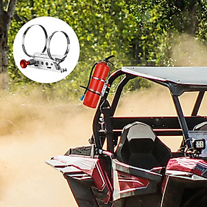 Leopauto Vehicle Fire Extinguisher Mount Bracket, Aluminum Adjustable Quick Release Roll Bar Fire Extinguisher Bottle Mount with 8 Clamps, Compatible with Jeep Wrangler JK TJ Rubicon UTV, Silver