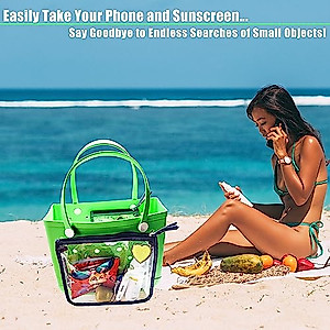 Clear Zipper Insert Bags for Beach Bag, Travel Organizer Storage Inner Pouch, Pop in Kinds of EVA Waterproof Beach Tote Bag(Grey Set of 2)