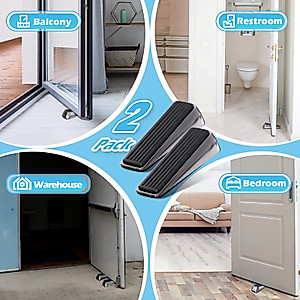 4-Pack Door Stoppers Set Bundle, Magnetic Door Stop and Heavy Duty Wedge Door Stoppers for Bottom of Door