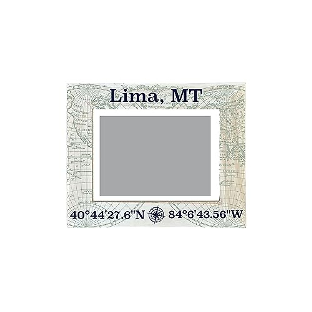 R and R Imports Lima Montana Souvenir Wooden Photo Frame Compass Coordinates Design Matted to 4 x 6