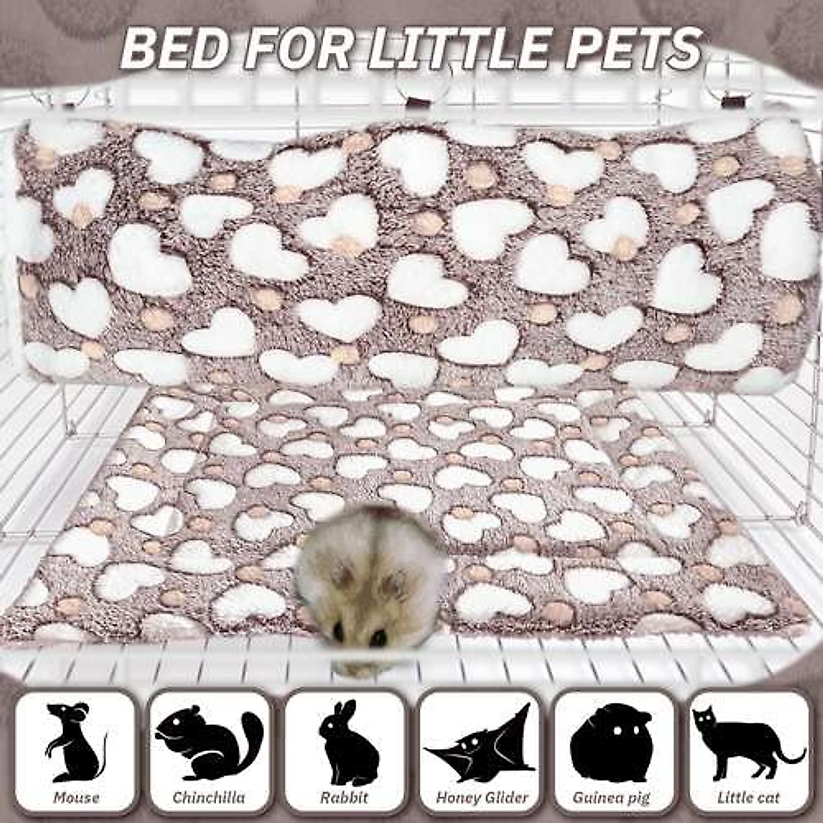 Small Pet Cage Hammock Set Ferret Hanging Hammock Large Guinea Pig Hideout Mattress Pet Cage Tunnel Set Ferret Squirrel Hamsters Guinea Pigs Chinchillas Small Animals POKHDYE 3pcs Large Heart Coffee