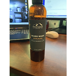 Mountaineer Brand Beard Wash For Men | 100% Natural Beard Shampoo | Thick Cleaning Softening Lather | Grooming Treatment with Orange, Grapefruit, Clove Essential Oils | Appalachia Scent 8oz
