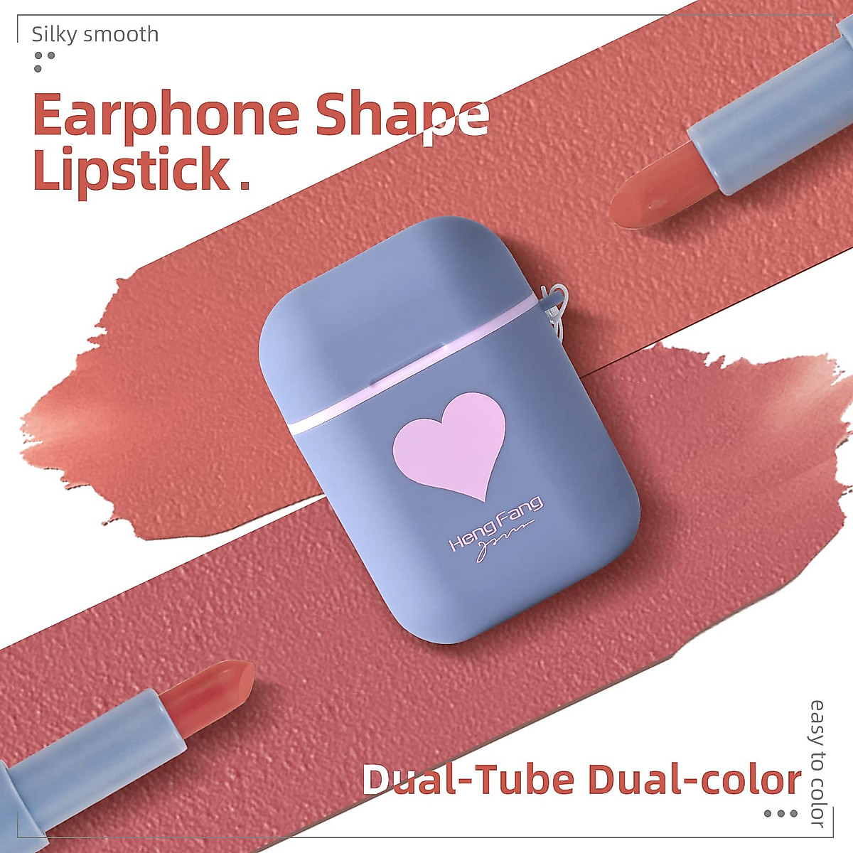 LAMUSELAND 2Pcs/set Matte Velvet Earphone Lipstick with 2Pcs/set Glitter Shimmer Eyeshadow Sticks