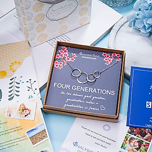 AnalysisyLove Four Generations Necklace for Great Grandma Gifts, Sterling Silver 4 Circle Infinity Necklaces for Women, Mom Gift, Mothers Day Jewelry, Grandmother Birthday Gifts from Grandchildren