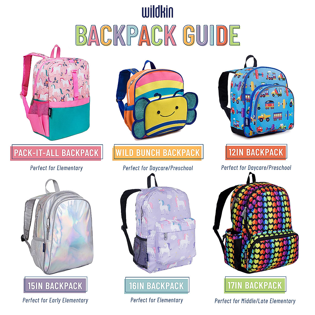 Wildkin 16-Inch Kids Backpack for Boys & Girls, Perfect for Elementary School Backpack, Features Padded Back & Adjustable Strap, Ideal Size for School & Travel Backpacks (Horses)