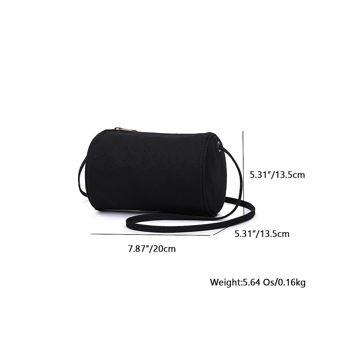 YONBEN Cross Body Bag Womens Casual Cylinder Shape Handbag Simply New Popular Shoulder Bag Lightweight Stylish (Black)