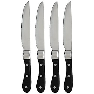 KNORK Steak Knives with ChopHouse Handle (Set of 4), Silver/Black