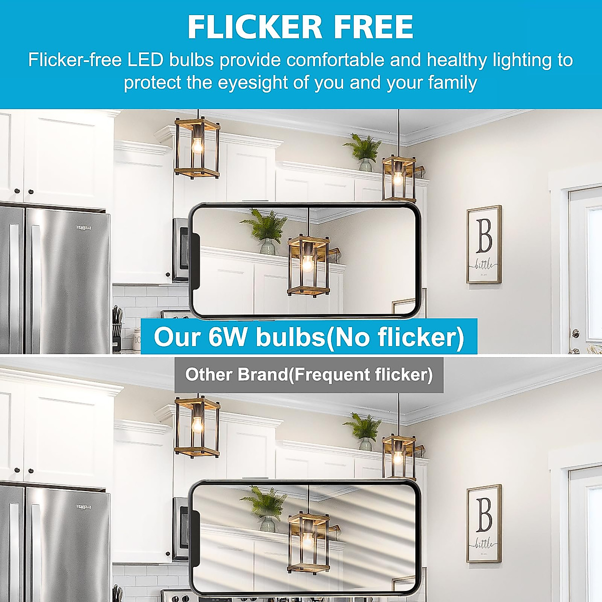 Ascher 60 Watt Equivalent, E26 LED Filament Light Bulbs, Warm White 2700K, Non-Dimmable, Classic Clear Glass, A19 LED Light Bulb with 80+ CRI, 6-Pack