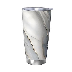 jshmgchw 3d Marble Texture 20oz Tumbler, Car Cup With Lid And Straw, Spill-Proof, Stainless Steel Double Wall Vacuum Insulated Reusable Coffee Travel Mug, For Cold Drinks, Hot Beverage