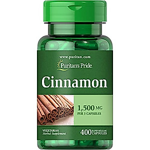 Puritans Pride Cinnamon 500 Mg, Helps Support Sugar Metabolism, 400 Count
